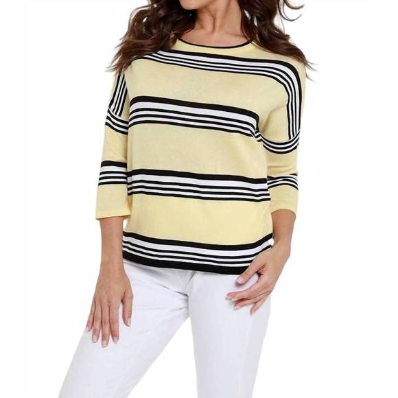 Angel | Tops | New Angel Striped 34 Sleeve Top In Yellow | Poshmark